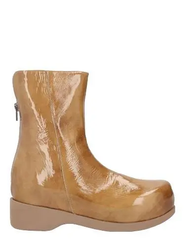 PATRIZIA BONFANTI Leather Ankle Boots With Wedge Heel - Camel