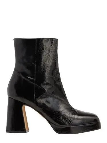8 BY YOOX Leather Platform Tall Ankle Boots - Black