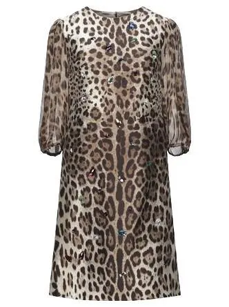 Dolce & Gabbana Mini Dress With Leopard Print - Brown