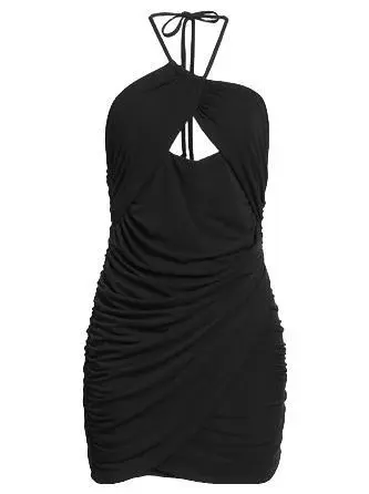 DONDUP Mini Dress In Stretch Weave - Black