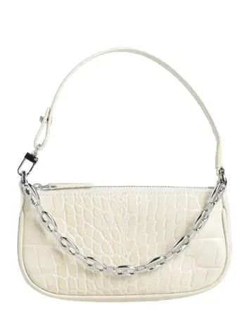 By Far Baguette Bag In Cow Leather With Crocodile Print - White