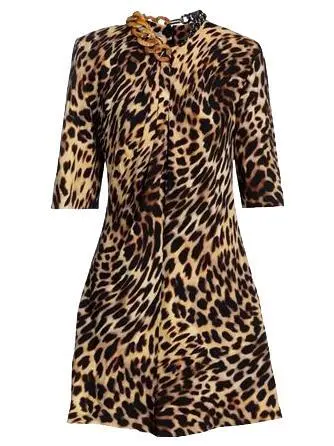 Stella McCartney Leopard-print Mini Dress - Black