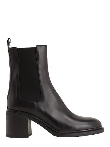 8 BY YOOX Leather Chelsea Boot With Mid Heel - Black
