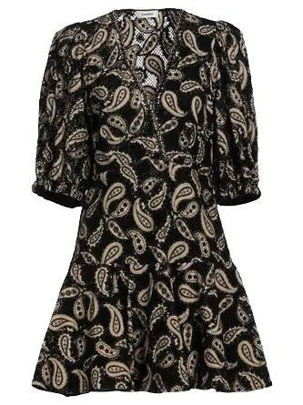 Sandro Mini Dress Cotton Paisley-print - Black