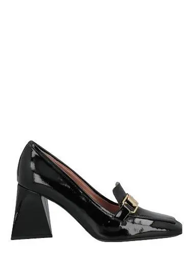 POLLINI Soft Leather Loafers With Varnished Effect - Black