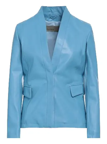 GIORGIO BRATO Single-breasted Leather Blazer - Blue