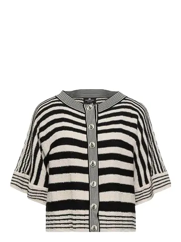 Elisabetta Franchi Striped Knit Cardigan - Black