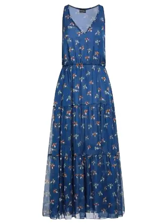 Emporio Armani Floral-print Sleeveless Maxi Dress - Blue