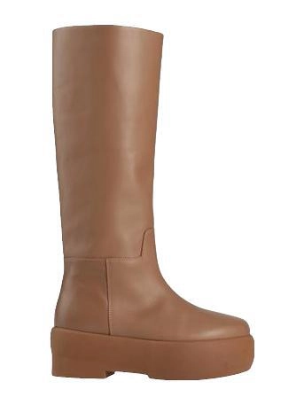 GIA BORGHINI Leather Flatform Boots - Camel