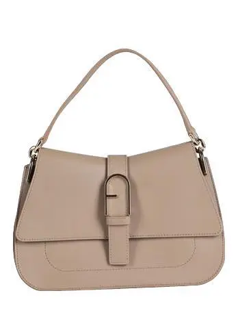 Furla Flow M Top Handle Handbag Taupe Calfskin - Grey