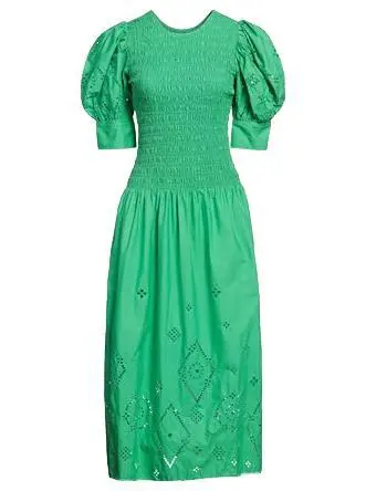 GANNI Midi Dress Organic Cotton - Green