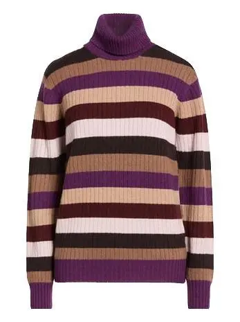 DRUMOHR Striped Intarsia-knit Cashmere Turtleneck - Purple