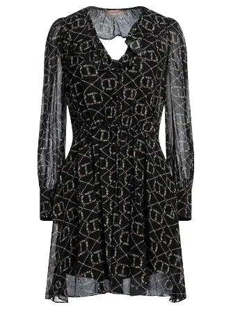 TWINSET Floral Print Mini Shirt Dress - Black