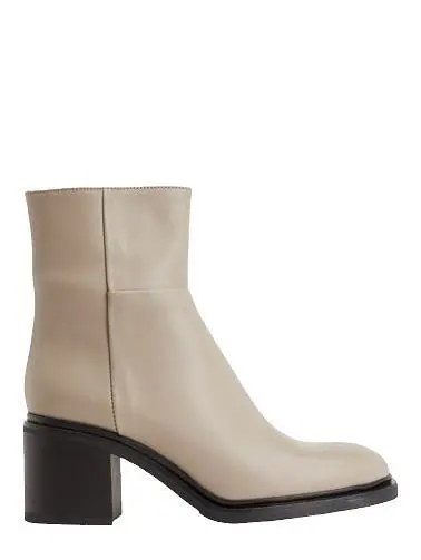8 BY YOOX Leather Ankle Boots With Square Heel - Grey