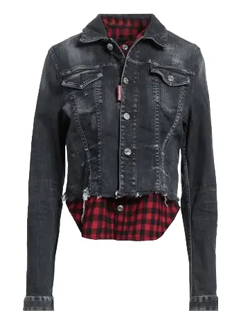 Dsquared2 Denim Outerwear With Flannel Detail - Grey