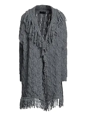 ANGELA MELE MILANO Knitted Mélange Cardigan With Fringes - Grey