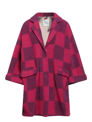 DE' HART Checked Wool Blend Coat - Pink