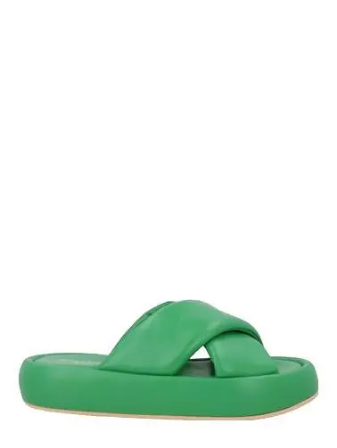 BALDININI Leather Flatform Sandals - Green