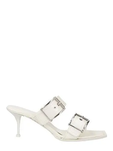 Alexander McQueen Soft Leather Buckled Heeled Sandals - White