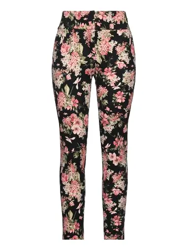 VDP VIA DELLE PERLE Floral Print Tapered Chinos - Black