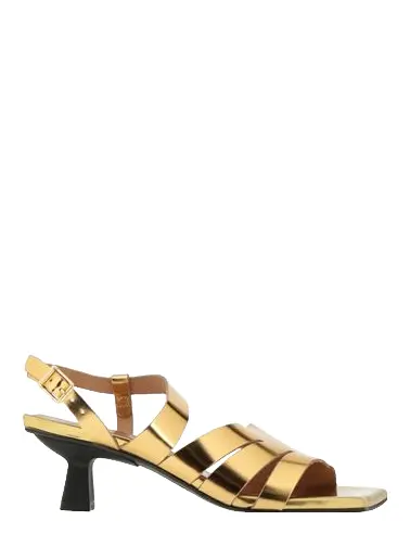 GANNI Soft Leather Sandals - Gold