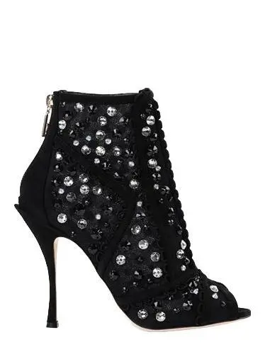 Dolce & Gabbana Ankle Boots With Rhinestones - Black