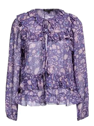 Maje Floral-print Viscose Shirt - Purple