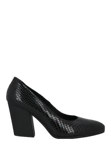 Hogan Pumps In Leather With Snakeskin Print - Black