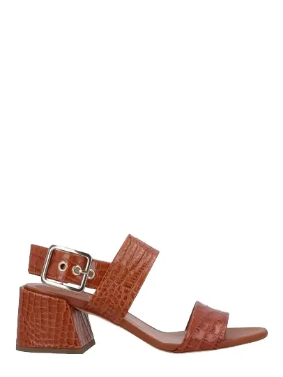 TWINSET Leather Slingback Sandals - Brown
