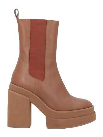 PALOMA BARCELO Leather Chelsea Boots With Block Heel - Camel