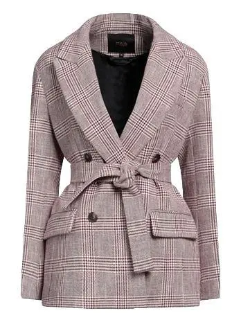 Maje Belted Glen Plaid Double-breasted Blazer - Red