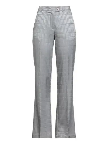 ALYSI Checked Twill Wide Leg Pants - Grey