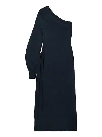 Rosetta Getty Knitted One-shoulder Sweater - Navy