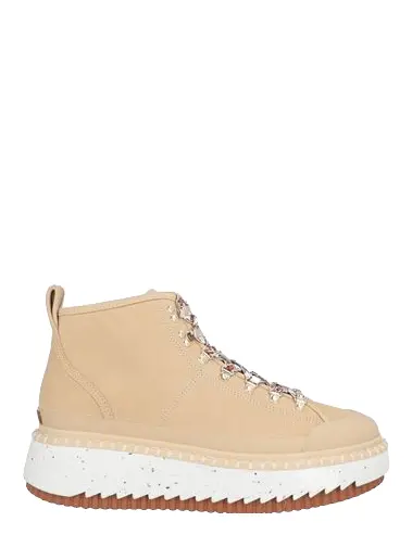 Chloé Ankle Boots In Leather With Laces - Beige