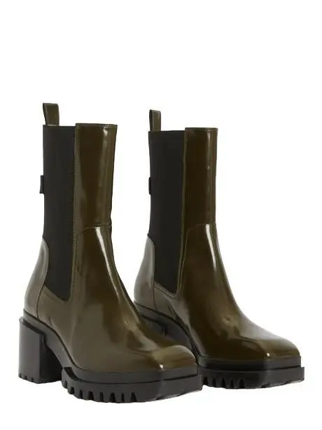 ALLSAINTS Skarlet Block Heel Chelsea Boot - Bronze Green Shine
