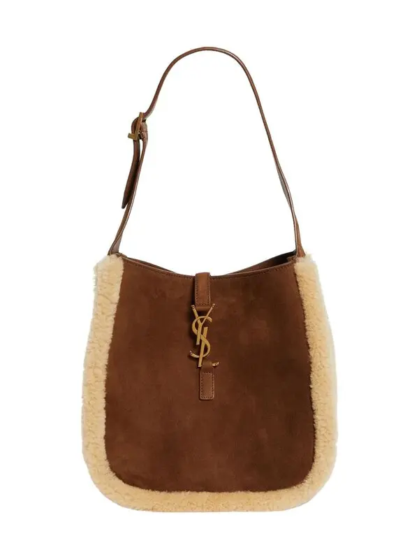 Saint Laurent Small Le 5 À 7 Hobo Bag - Dark Cigar/natural Beige