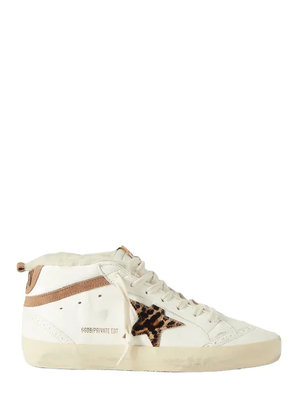 GOLDEN GOOSE Mid Star Shearling-lined Sneakers - Cream