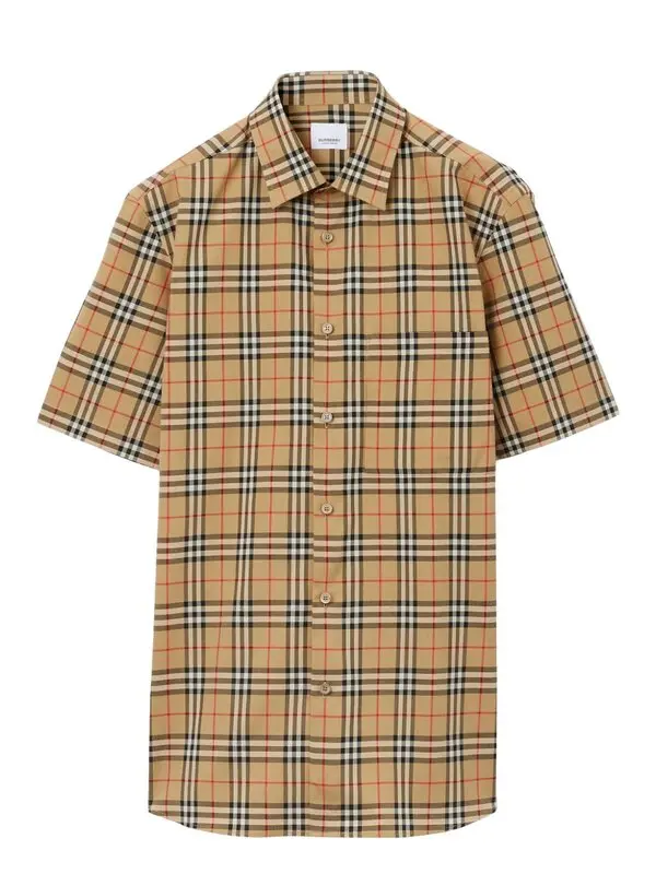 Burberry Nova-check Pattern Cotton Shirt - Neutrals
