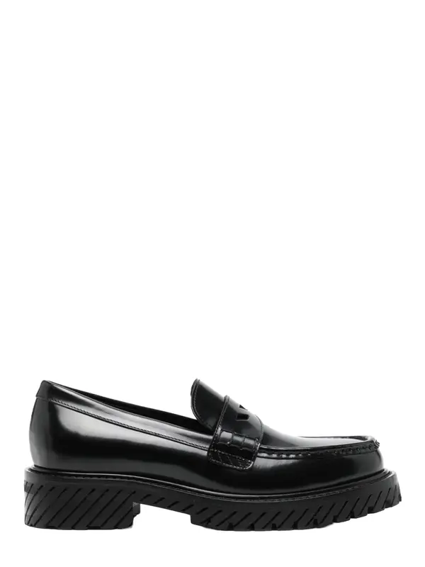 Off-White Diag-stripe Leather Loafers - Black