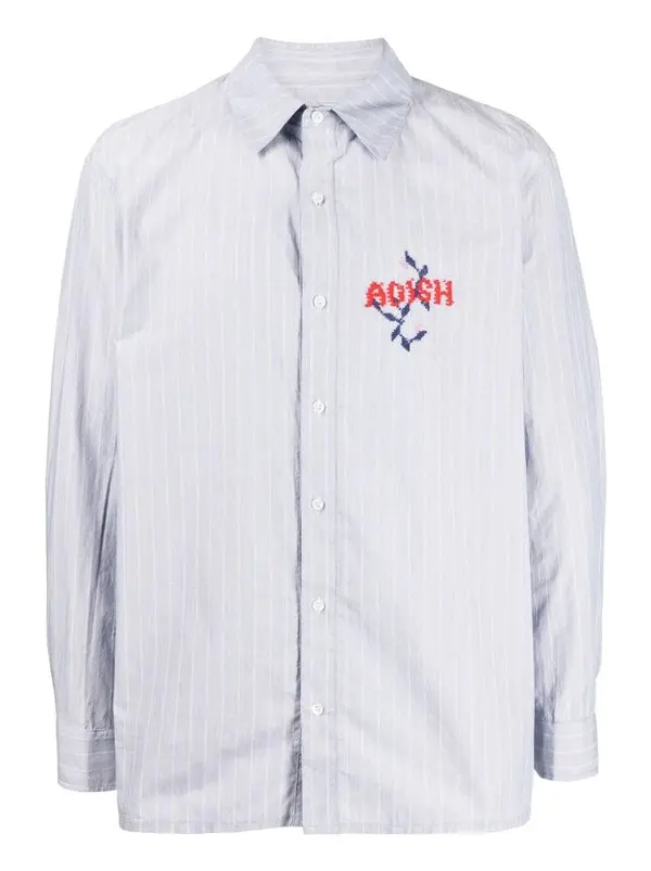 ADISH Nafnuf Logo-embroidered Striped Shirt - Blue