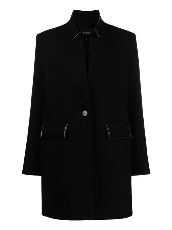 Maje Single-breasted Wool-blend Coat - Black
