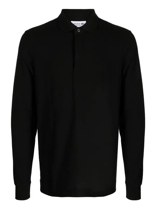 Lacoste Logo-patch Long-sleeve Polo Shirt - Black