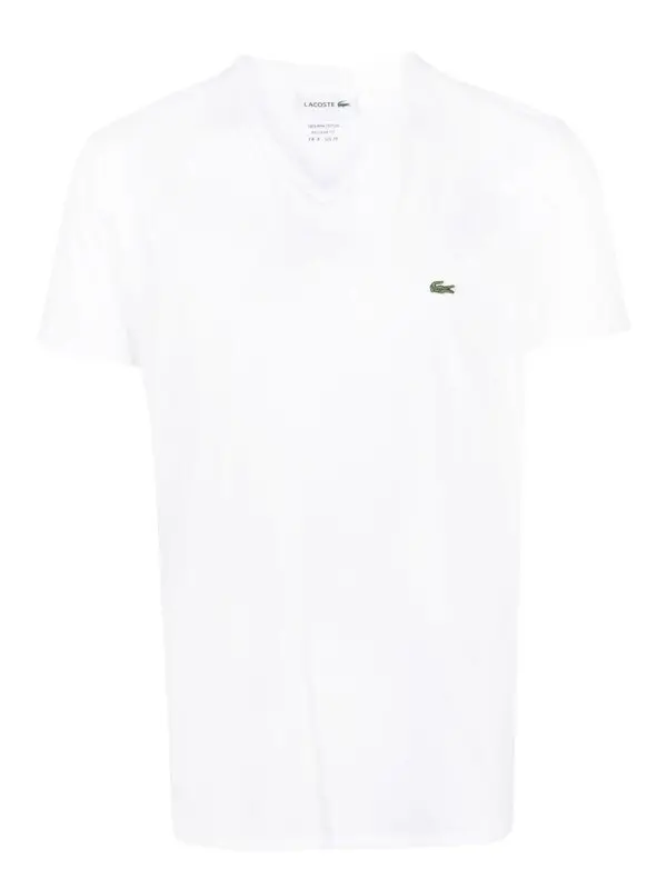 Lacoste Logo-patch V-neck Cotton T-shirt - White