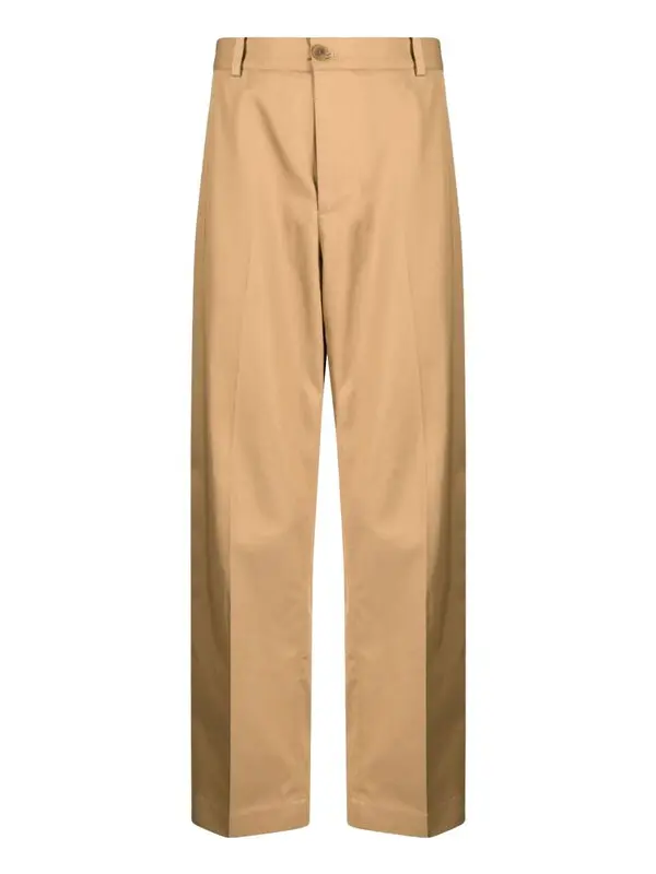 Maison Kitsuné Mid-rise Straight-leg Cotton Trousers - Brown