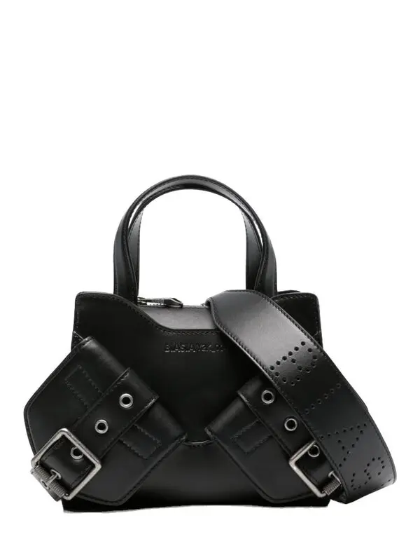 BIASIA Logo-debossed Leather Tote Bag - Black