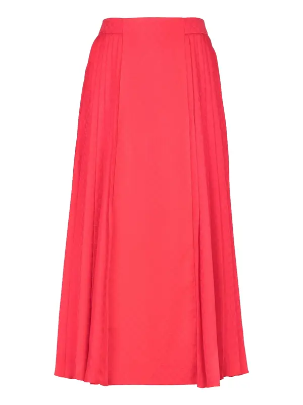 Balmain Monogram Pleated Midi Skirt - Pink