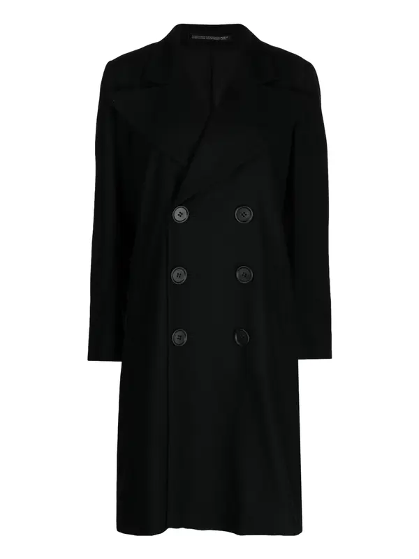 Yohji Yamamoto Wool Double-breasted Coat - Black