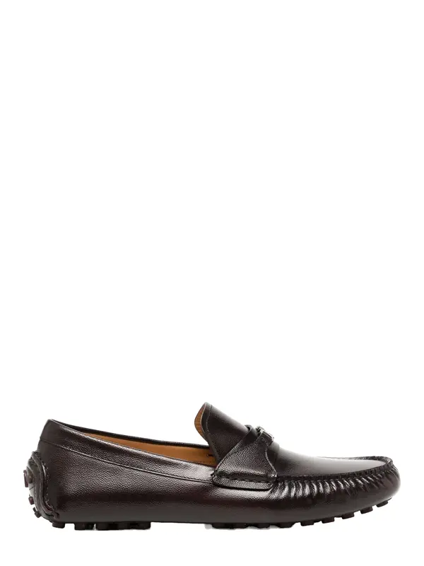 FERRAGAMO Gancini Buckle Leather Loafers - Red