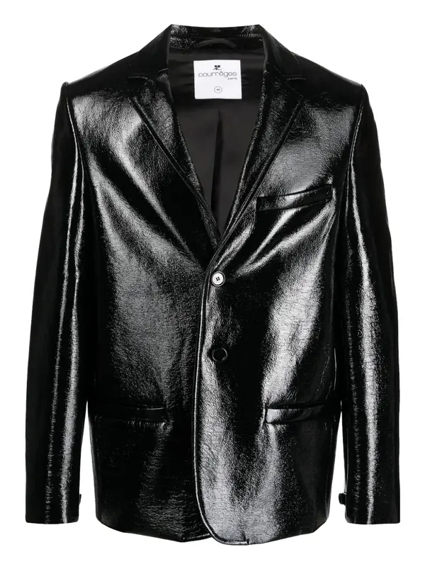 COURREGES Patent-finish Blazer - Black