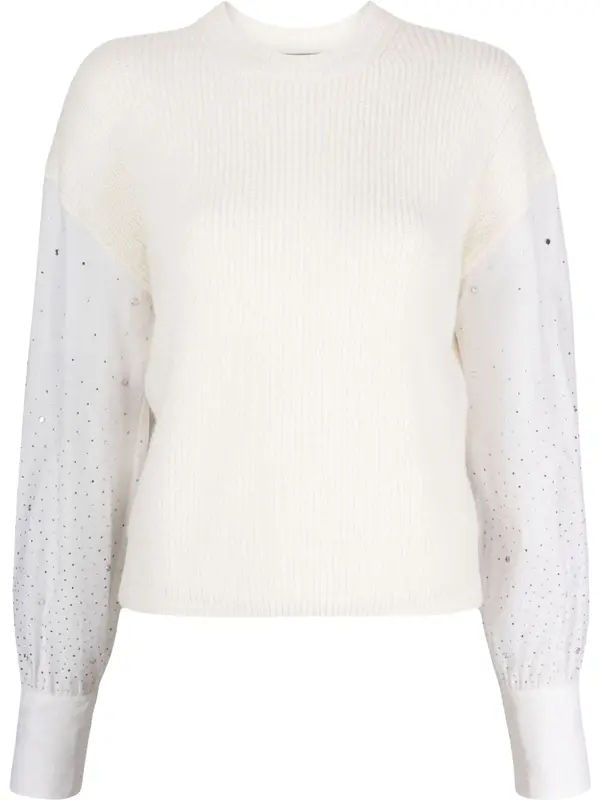 Peserico Sheer-sleeve Knitted Jumper - White